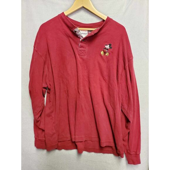 Disney | Tops | Disney Store Mickey Mouse Long Sleeve Henley Shirt Size ...